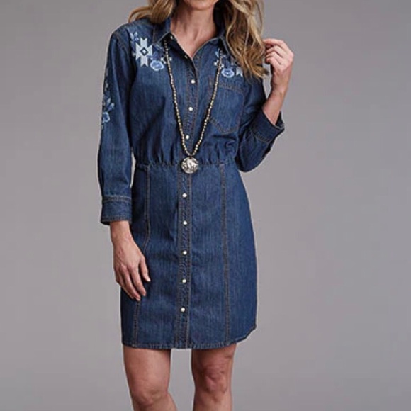 Stetson | Dresses | Stetson Dark Blue Denim Shirt Dress Nwot | Poshmark